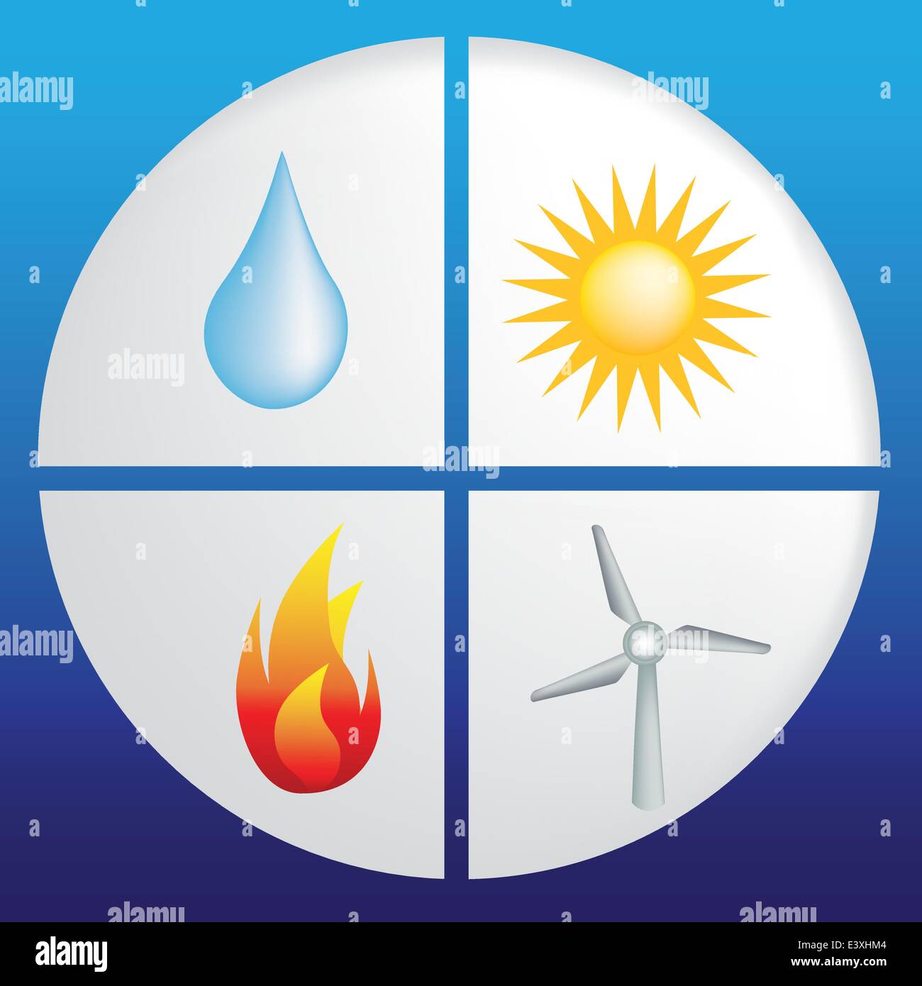 natural ring of four elements, water, sun, fire and wind Stock Vector ...