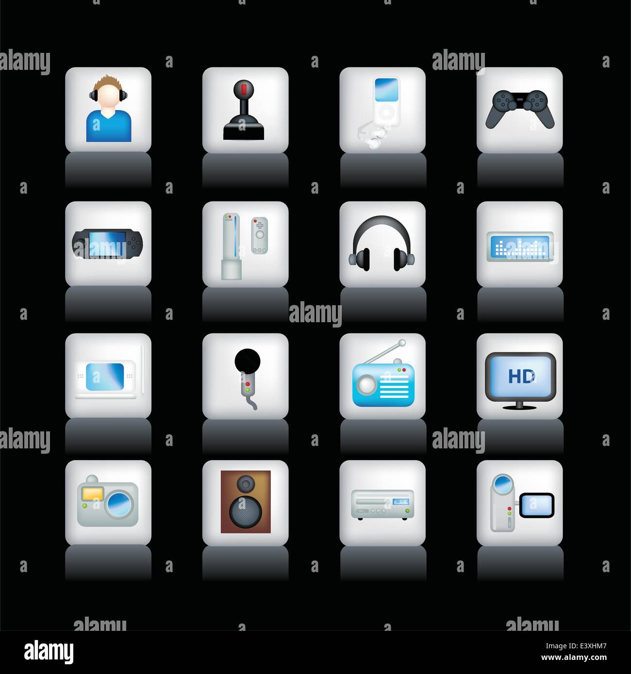 A set of modern icon illustrations for the entertainment industry Stock ...