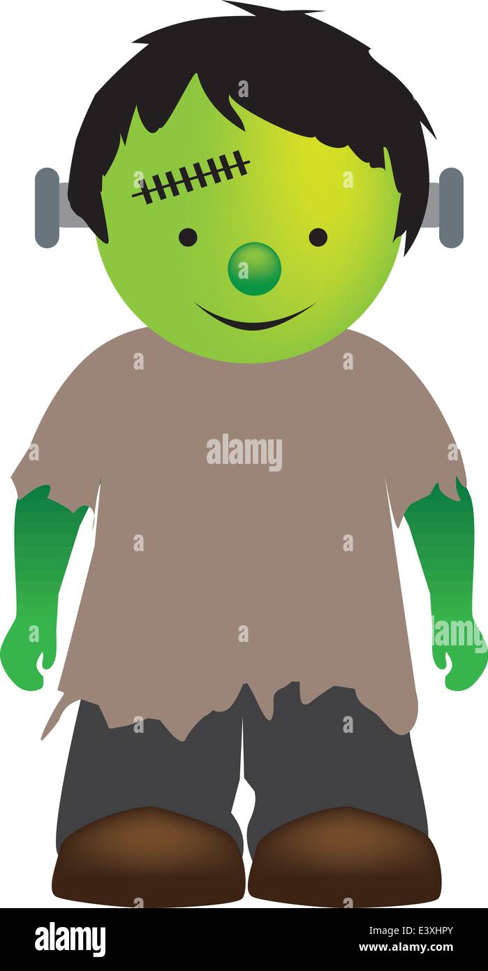 little boy dressed up as a cute frankenstein monster Stock Vector Image ...