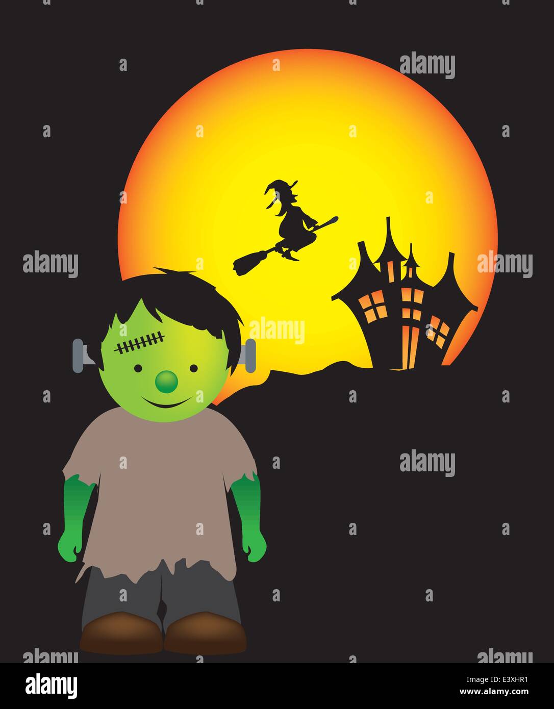 little boy dressed up as a cute frankenstein monster Stock Vector Image ...