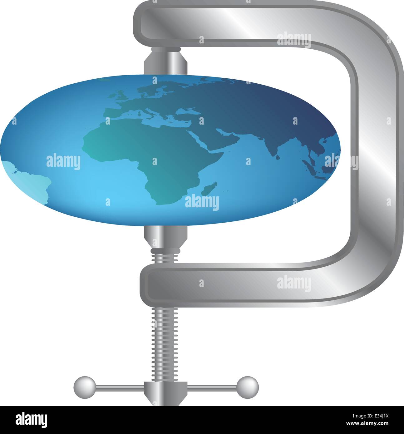 eco illutration of the earth being squeezed in a clamp Stock Vector ...
