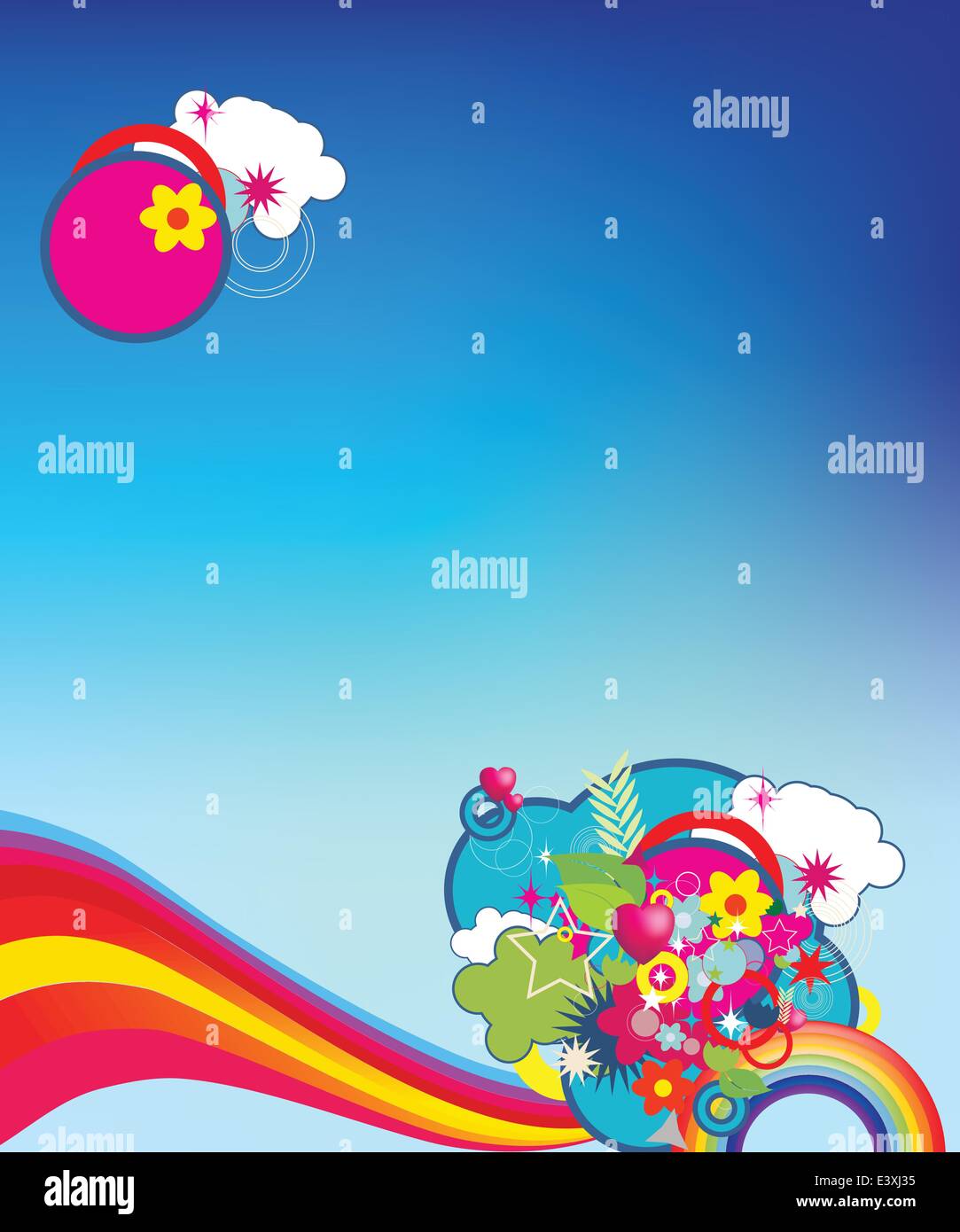 illustration of coloured funky summer retro background Stock Vector ...