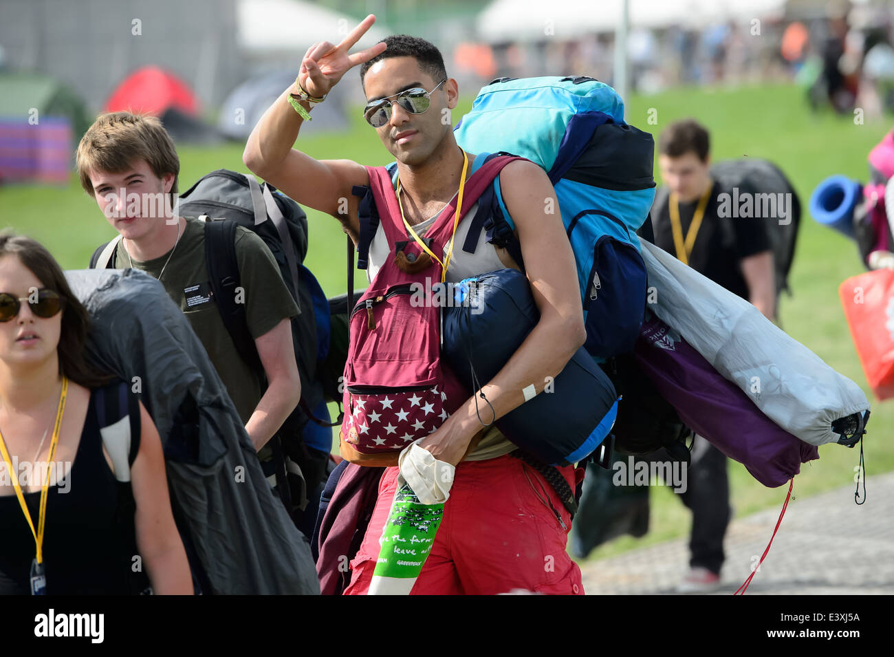 Festival Goers Arrive At Glastonbury Music Festival England Wednesday