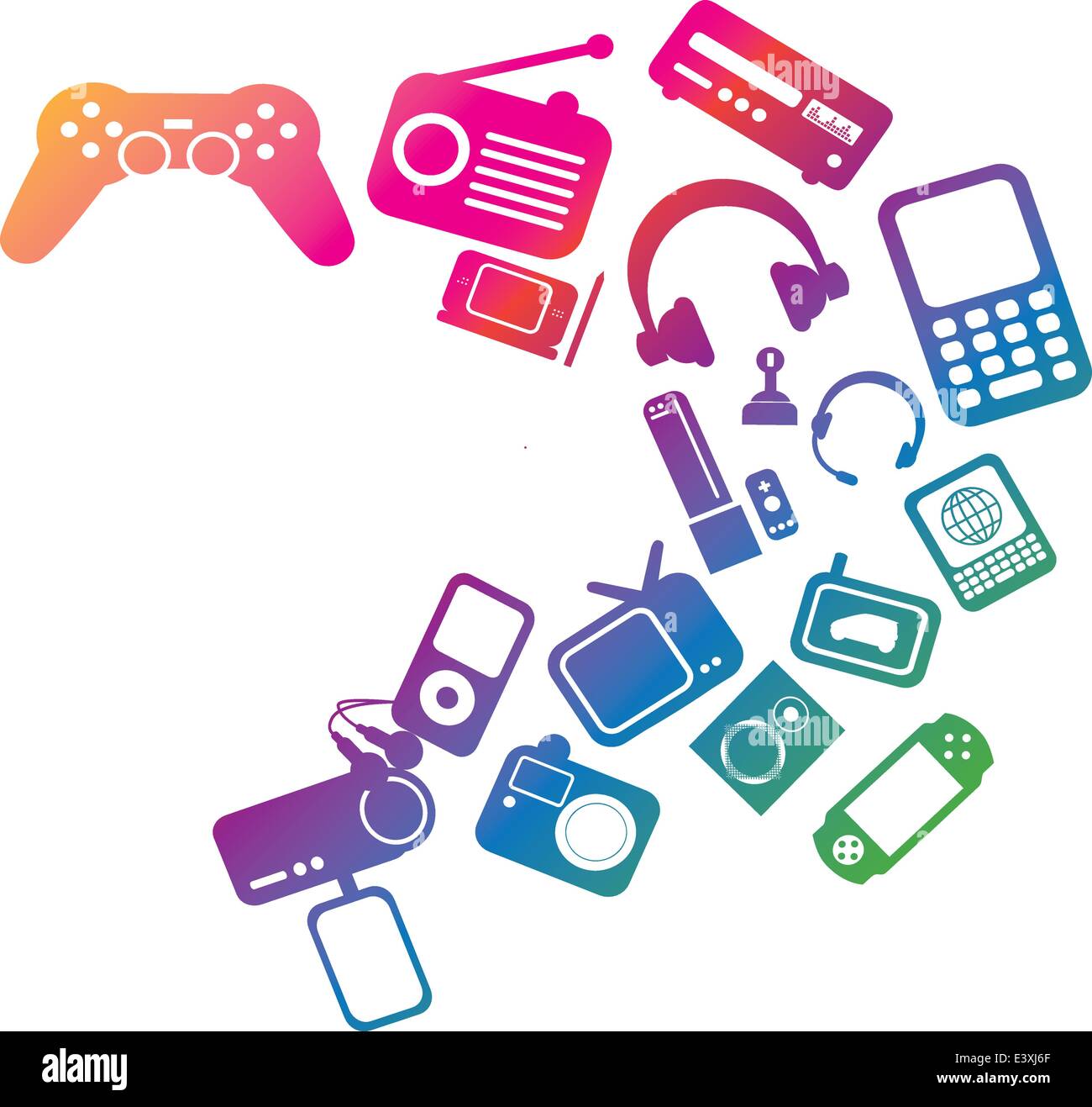 modern electronic entertainment illustration multi coloured graphic ...