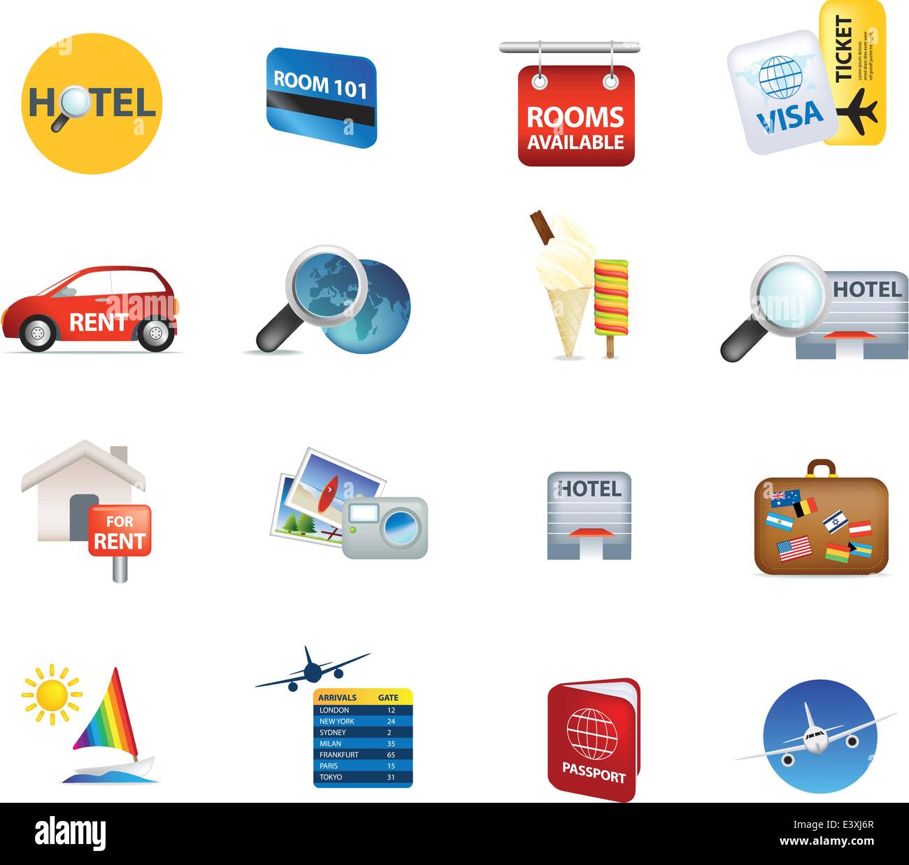 holiday travel and vacation icons illustrations on white Stock Vector ...