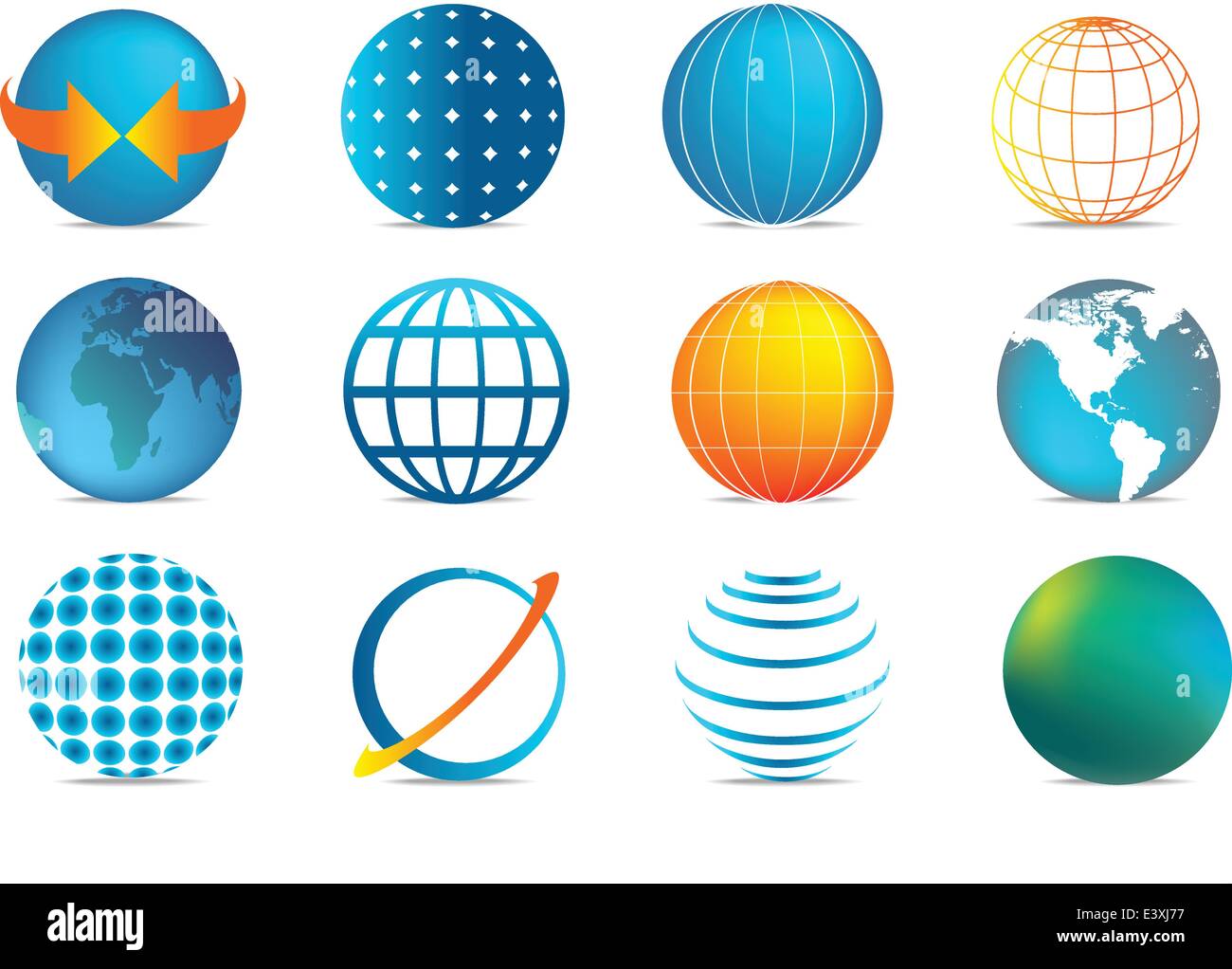 selection of colour globe icons in different illustration styles Stock ...