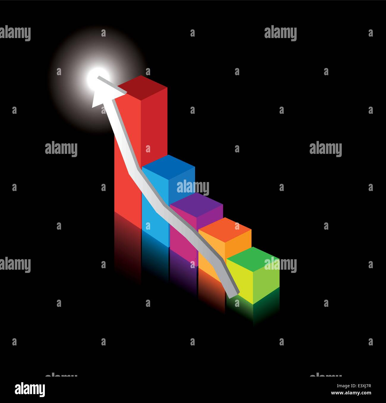 vector illustration of performance bar chart graphs with arrow pointing ...