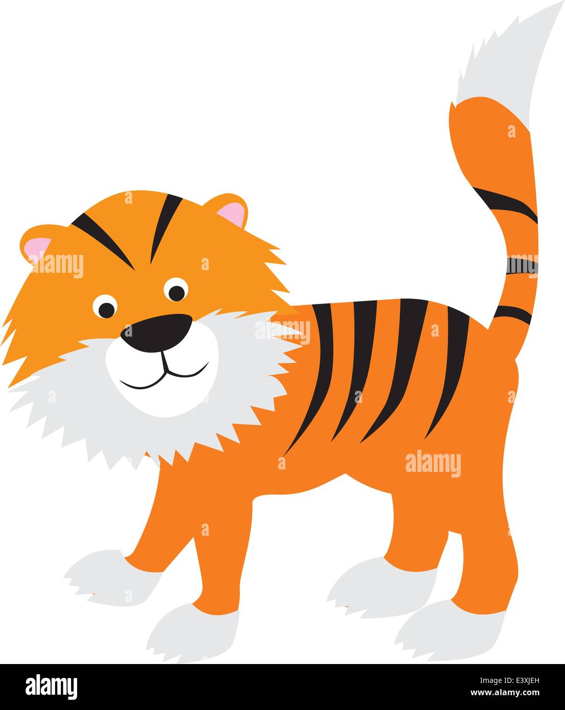 tiger modern colour cartoon character on white background Stock Vector ...