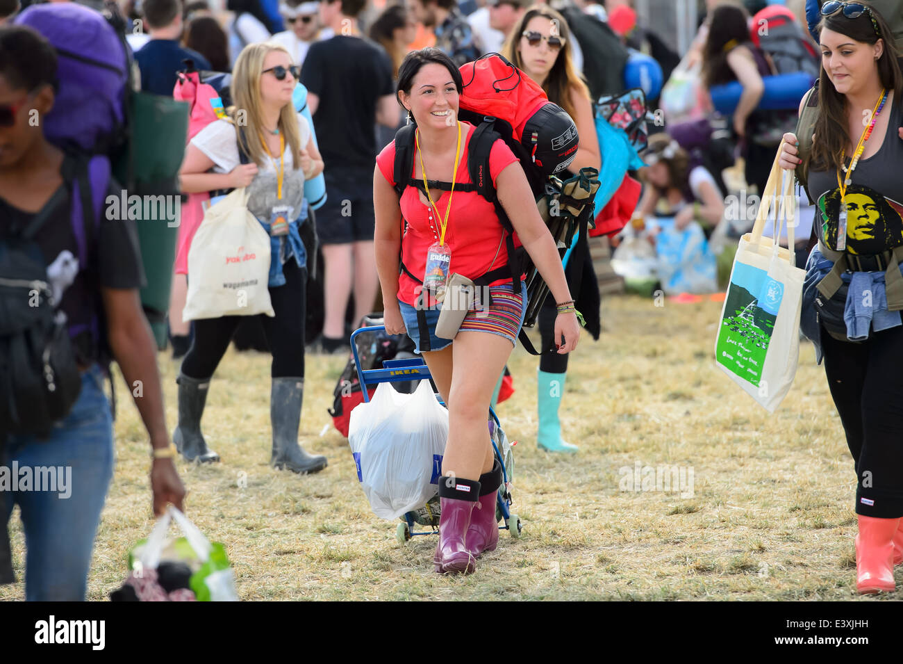 Festival Goers Arrive At Glastonbury Music Festival England Wednesday
