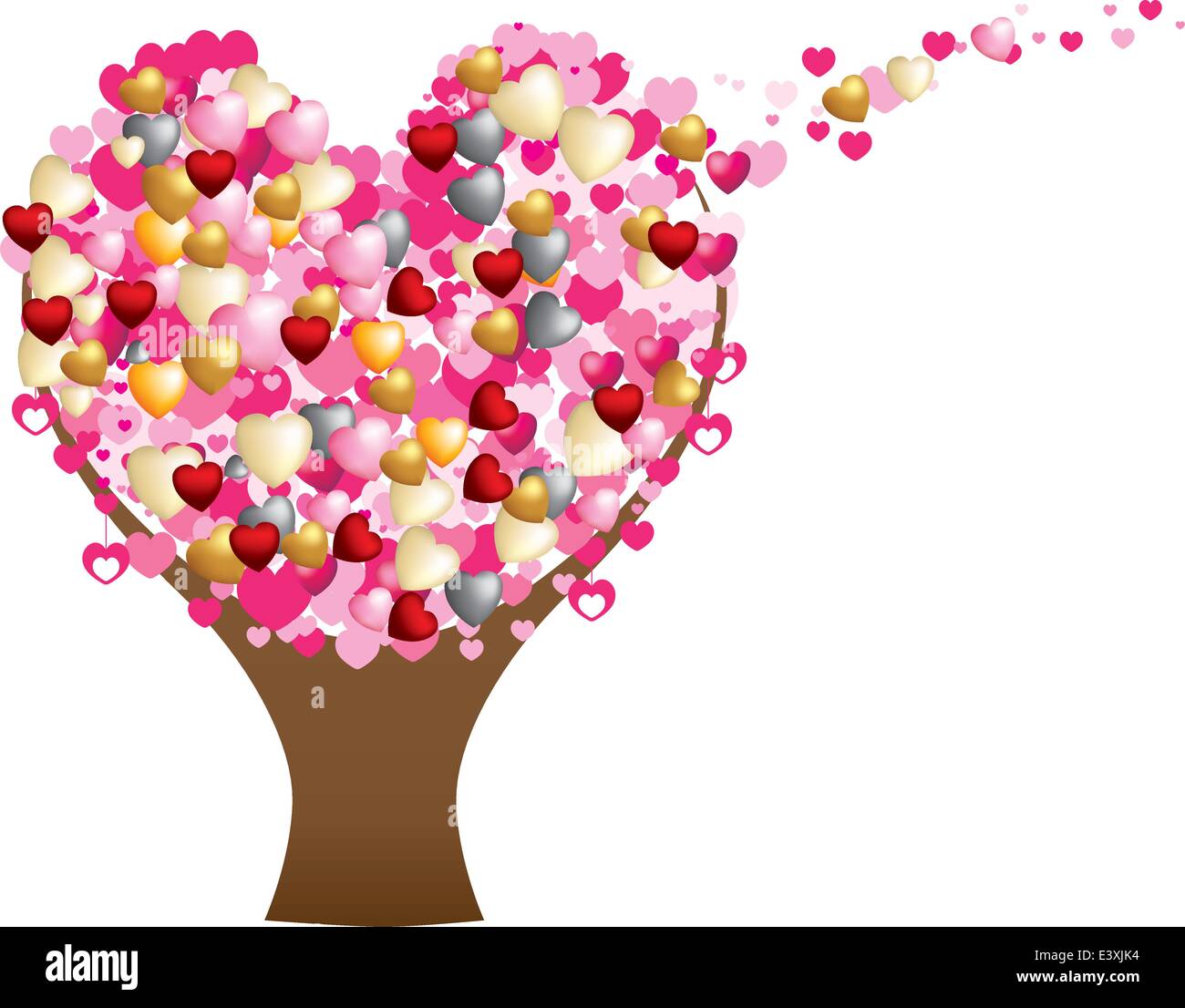 detailed flat and 3d hearts forming the shape of a love tree Stock ...