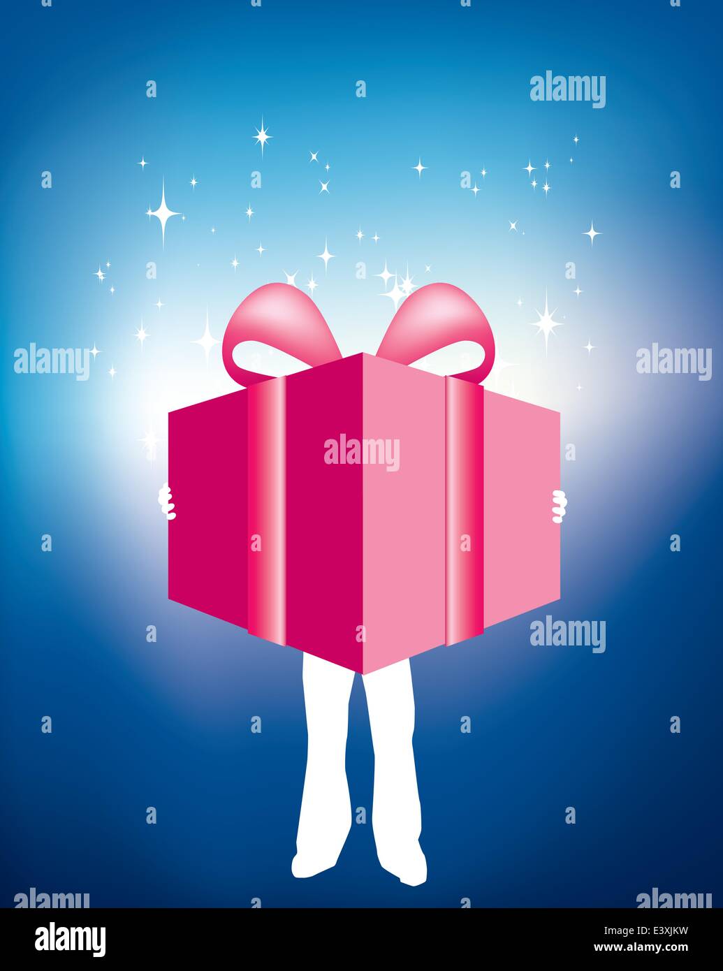 person holding a huge gift or present illustration Stock Vector Image ...