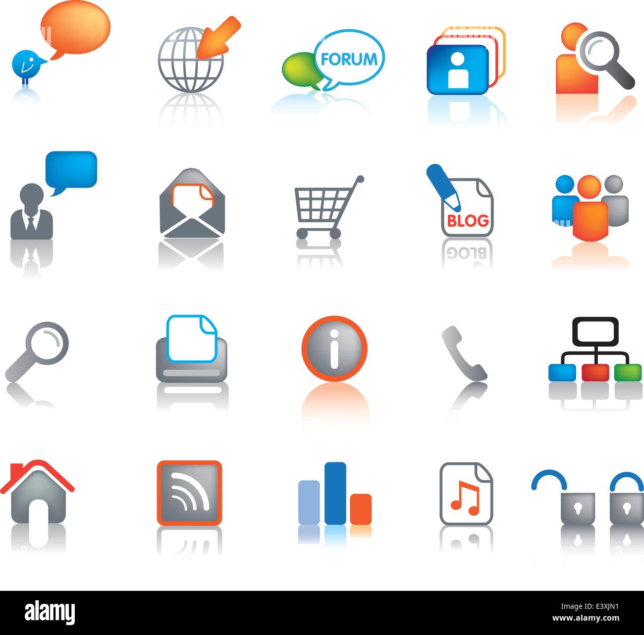 illustration of simple web and internet icons and symbols and buttons ...