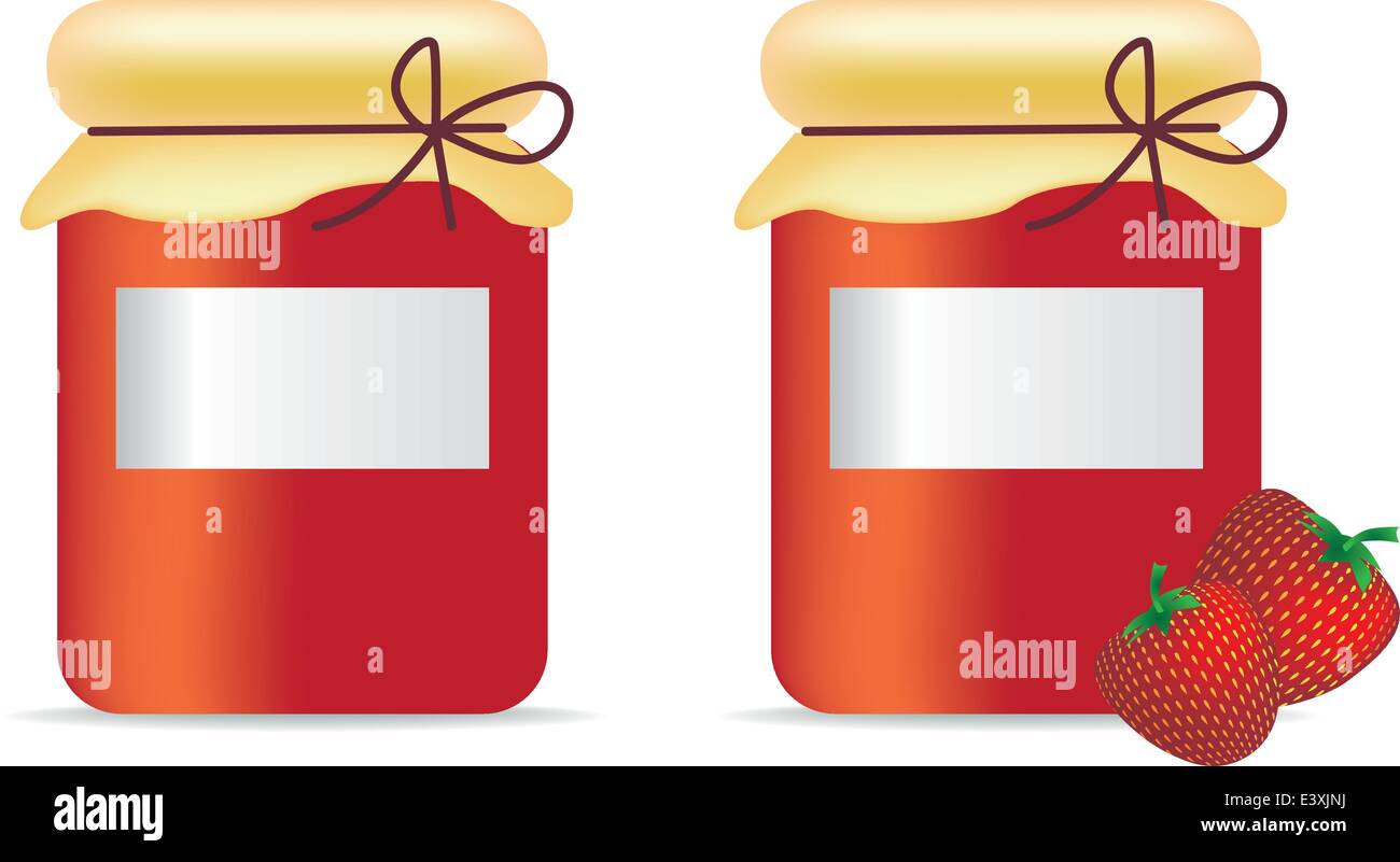 jam pots isolated on white strawberry and generic pot Stock Vector ...