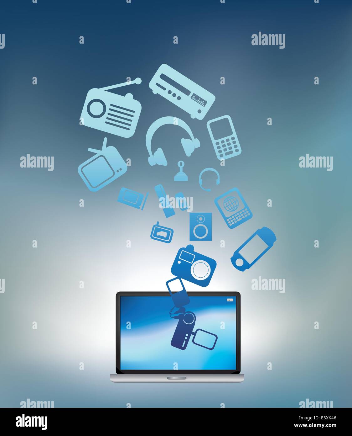 laptop with electronic and communication elements Stock Vector Image ...