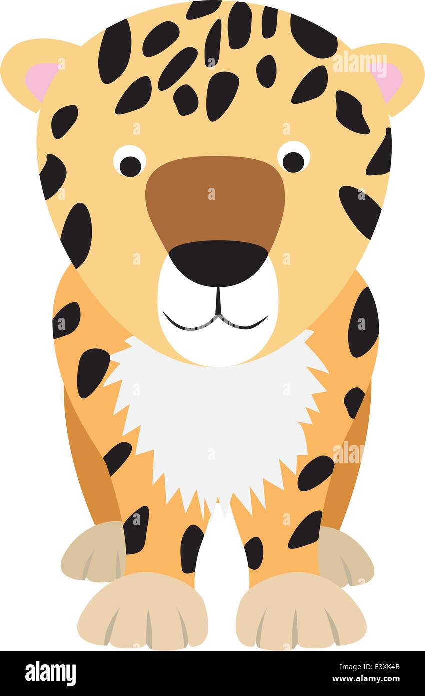 leopard modern colour cartoon character on white background Stock ...