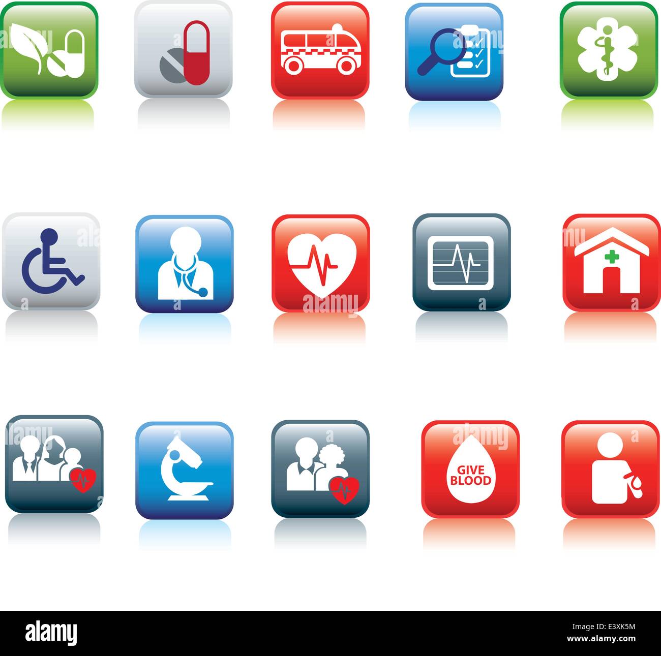 medical and hospital icon and web coloured buttons Stock Vector Image ...