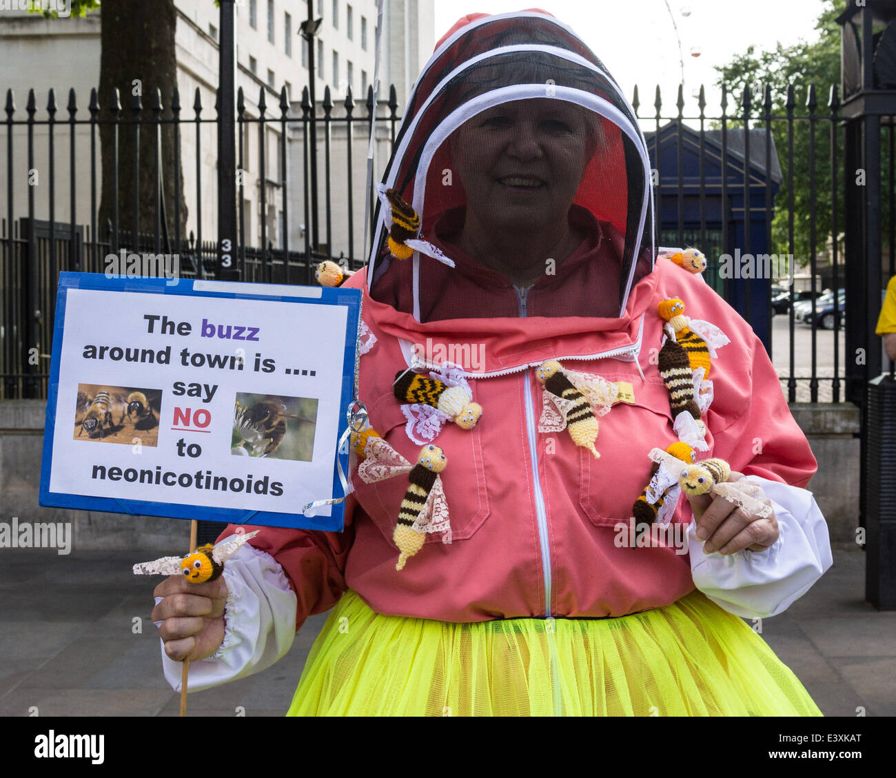 Whitehall, London, UK. 1st July 2014. Protesters in yellow and black ...