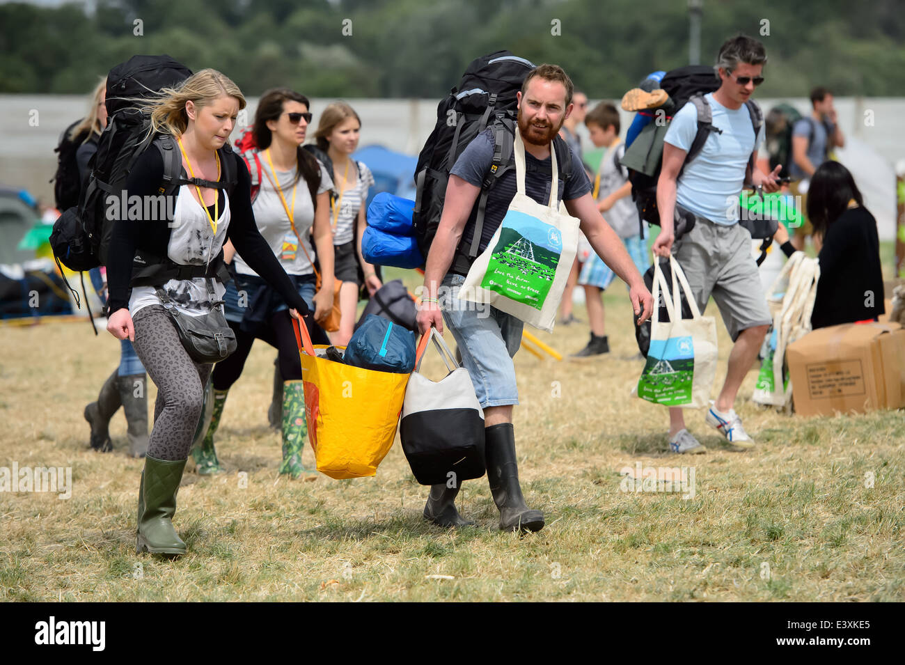 Festival Goers Arrive At Glastonbury Music Festival England Thursday
