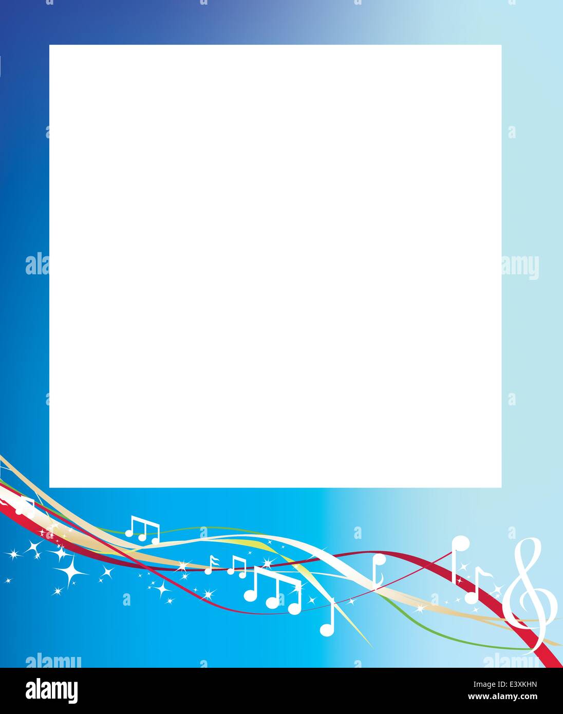 musical background notes and swirls on blue Stock Vector Image & Art ...