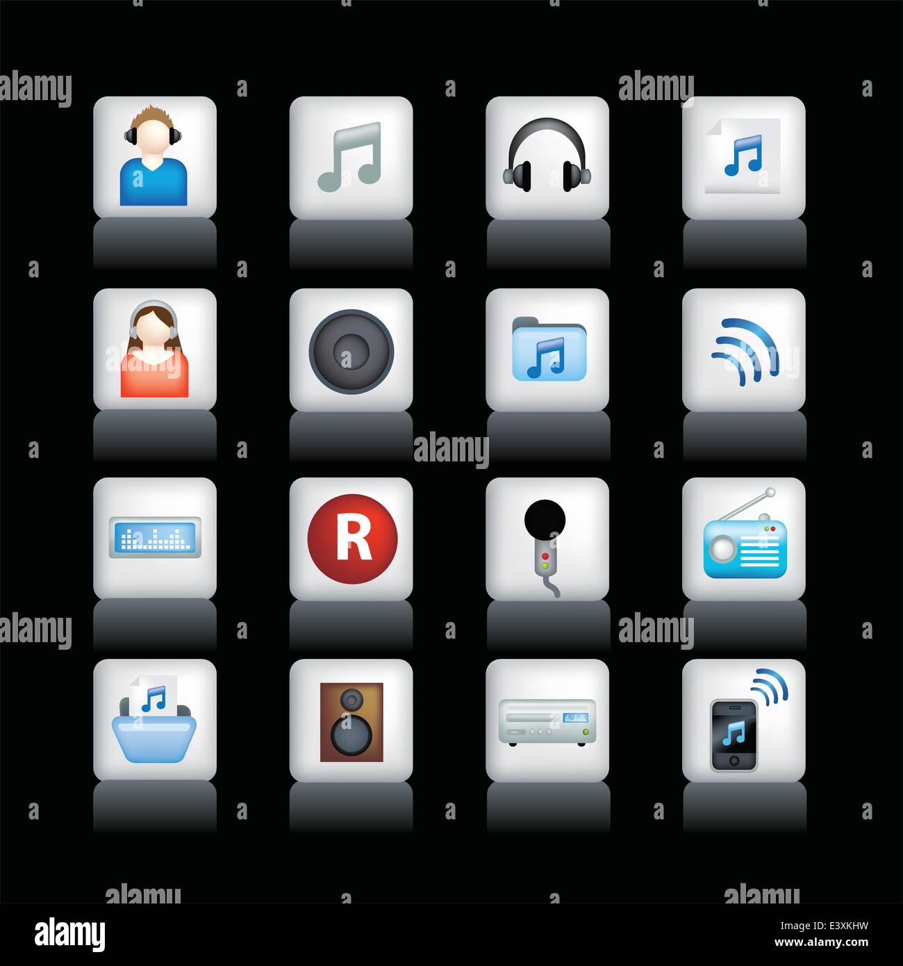 A set of modern icon illustrations for the music and entertainment ...