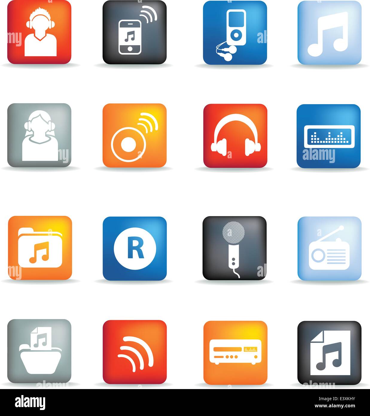 A set of modern icon illustrations for the music and entertainment ...