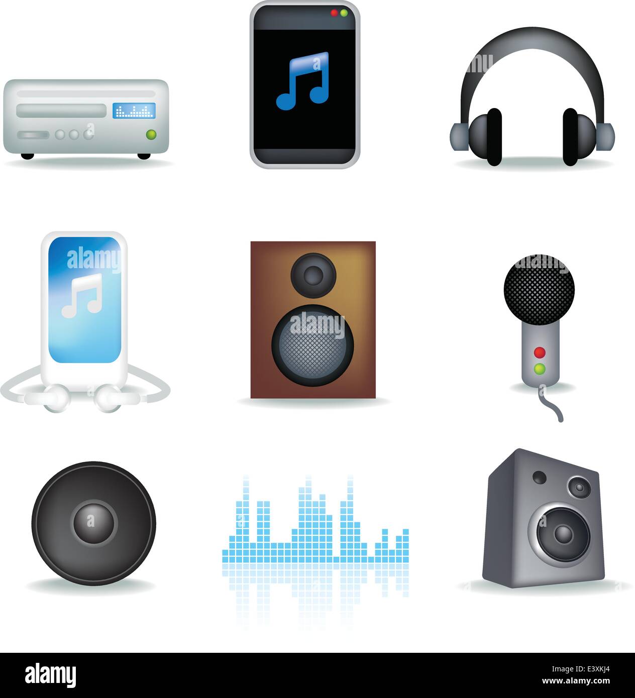 Detailed set of nine different musical icons Stock Vector Image & Art ...