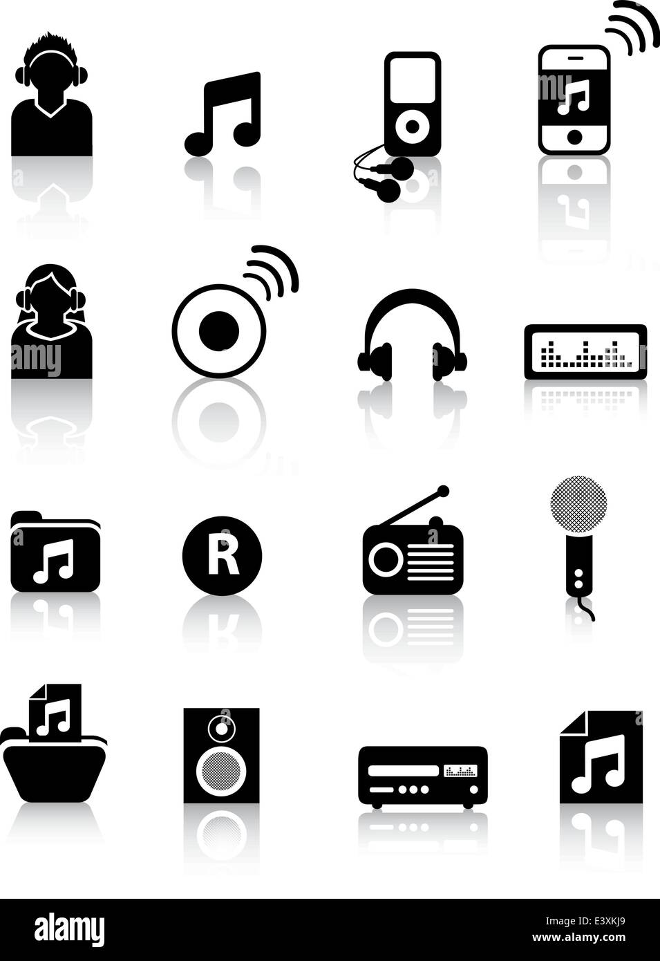 A set of modern icon illustrations for the music and entertainment ...