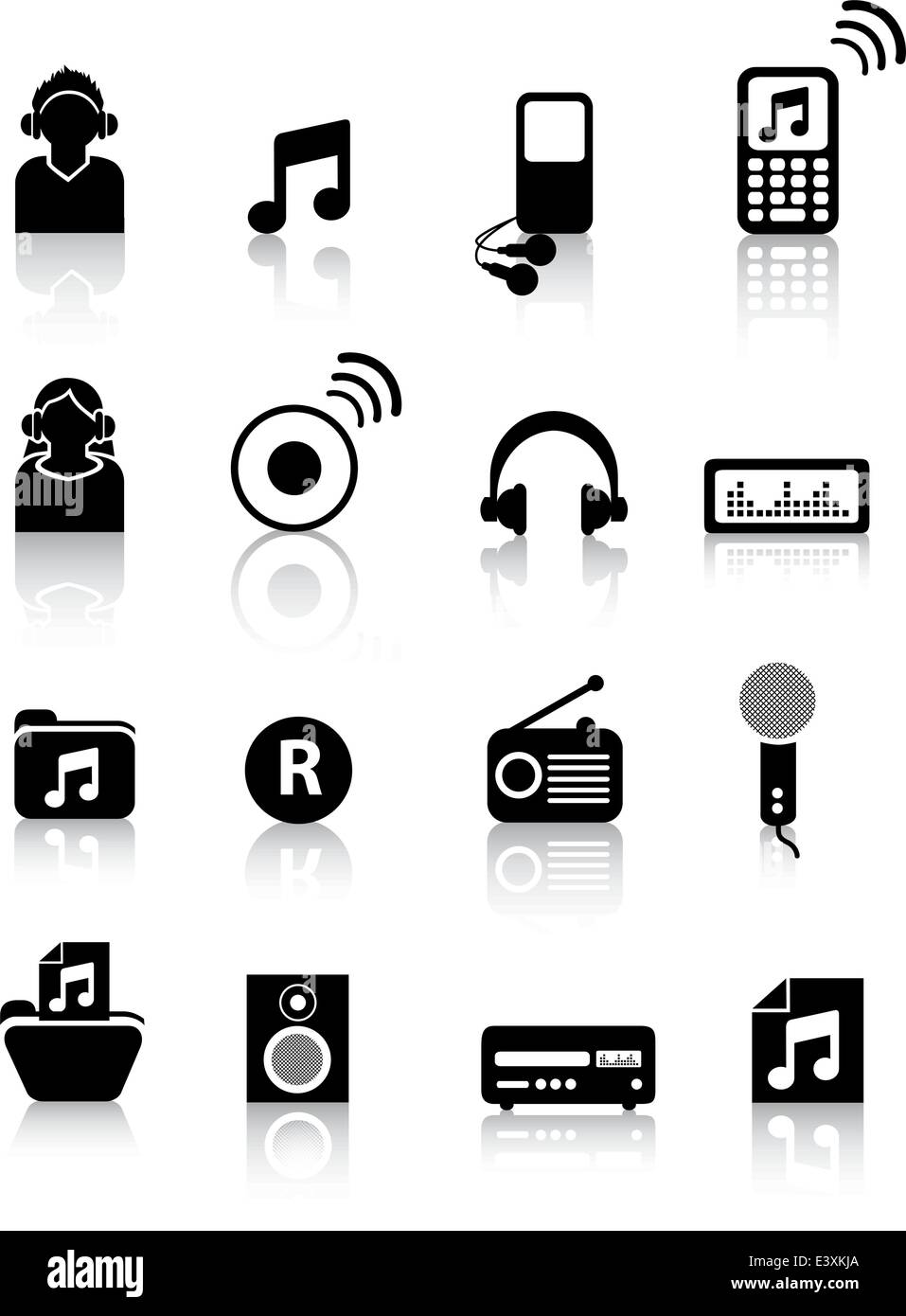 A set of modern icon illustrations for the music and entertainment ...