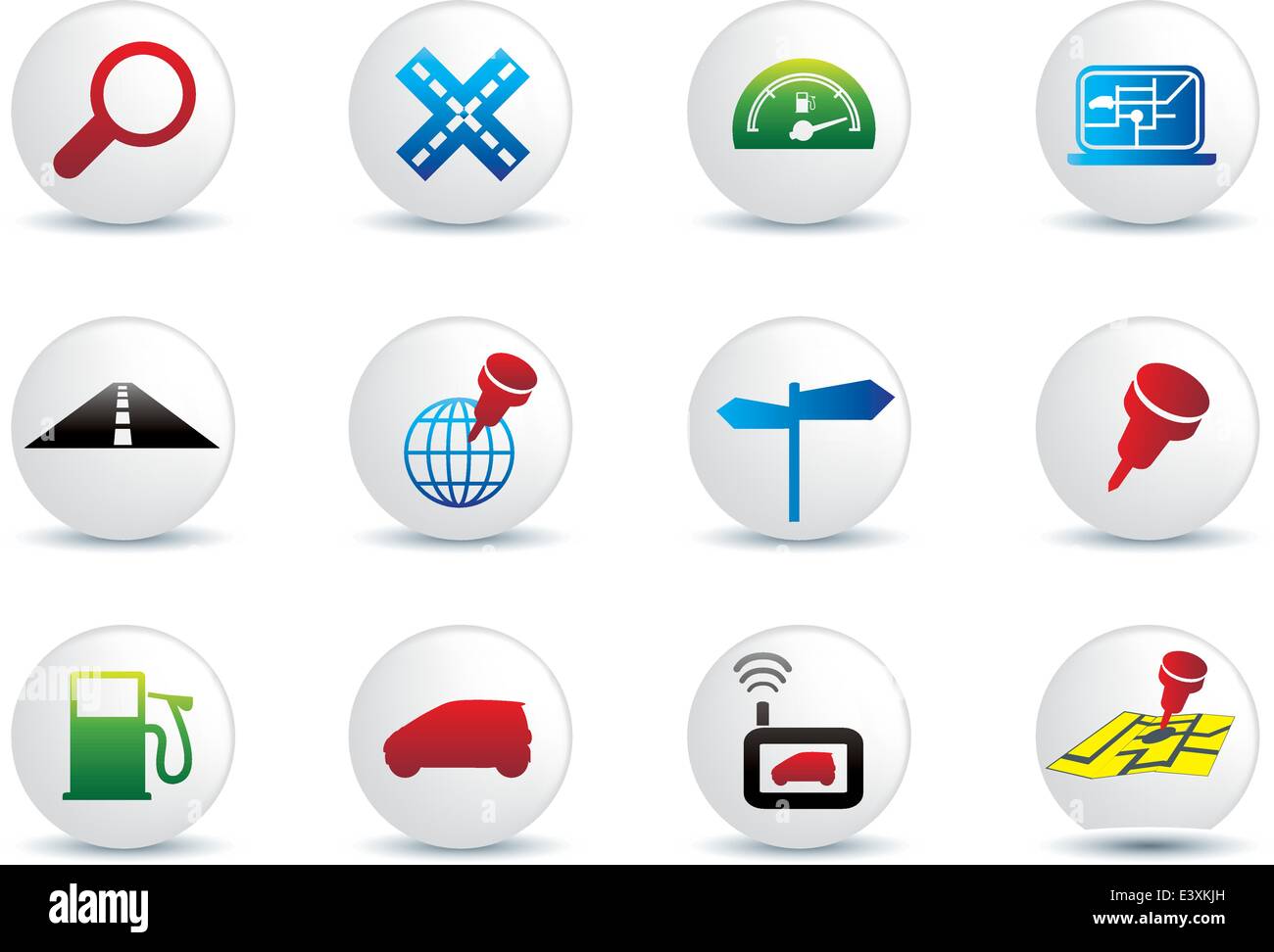 navigation road travel collection of icons illustration button set ...