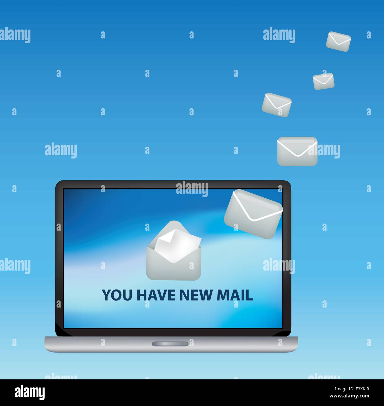 illustration of a laptop receiving incoming email Stock Vector Image ...