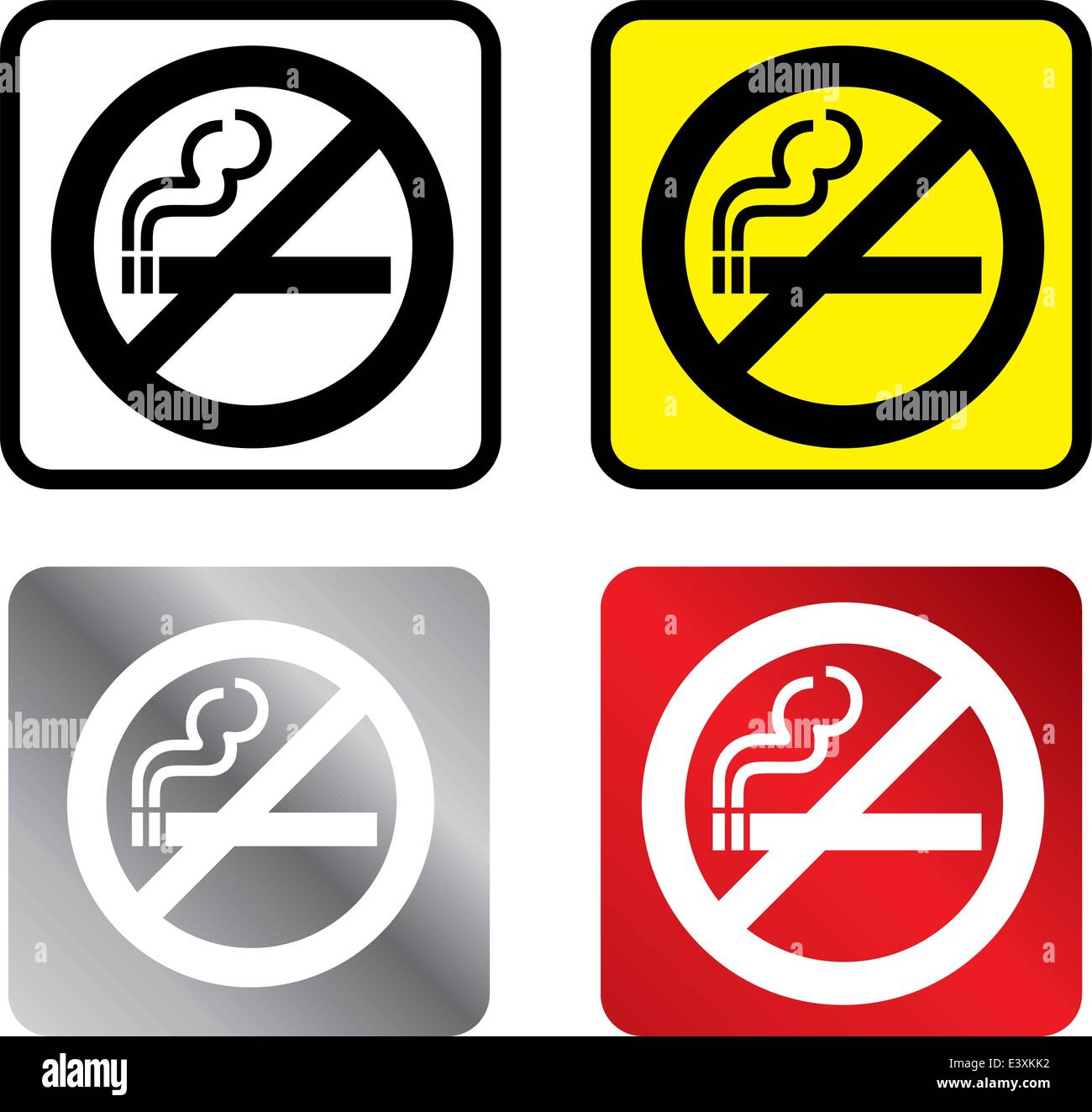 illustratiuon in 4 different colours of a no smoking sign Stock Vector ...