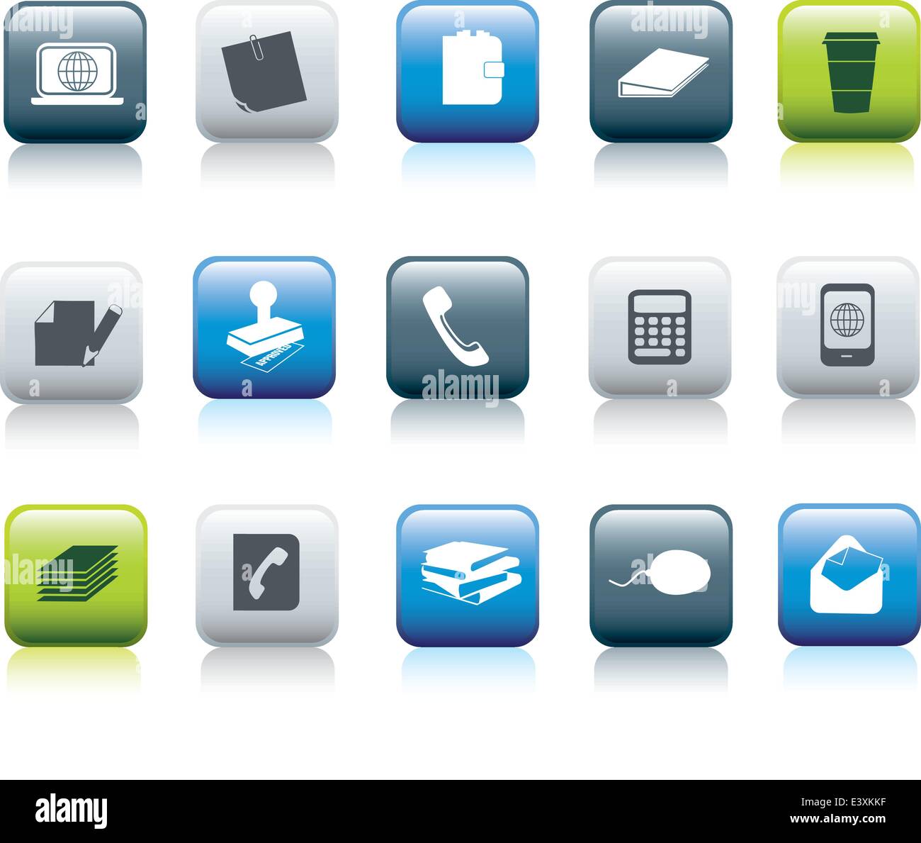 office items icon button collecton illustration set Stock Vector Image ...