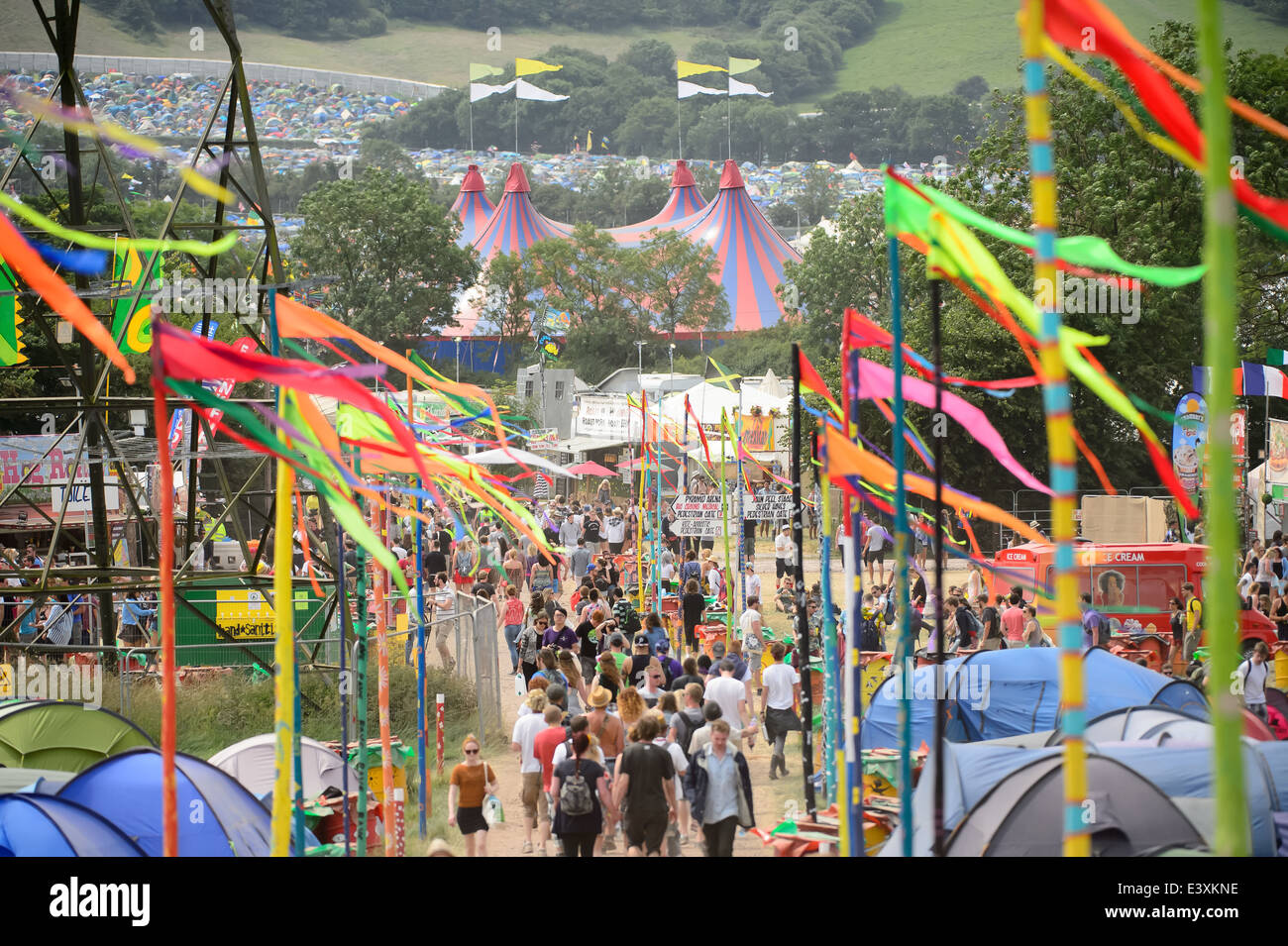 Festival Goers Arrive At Glastonbury Music Festival England Thursday