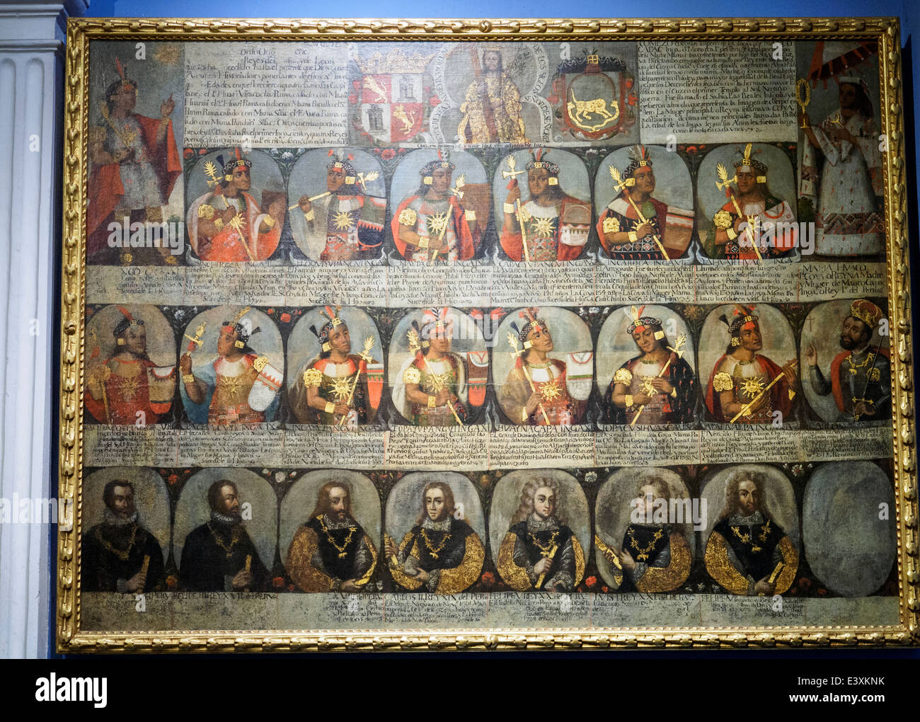 Inca and spanish Kings succession painted by an anonymous - Oil on ...