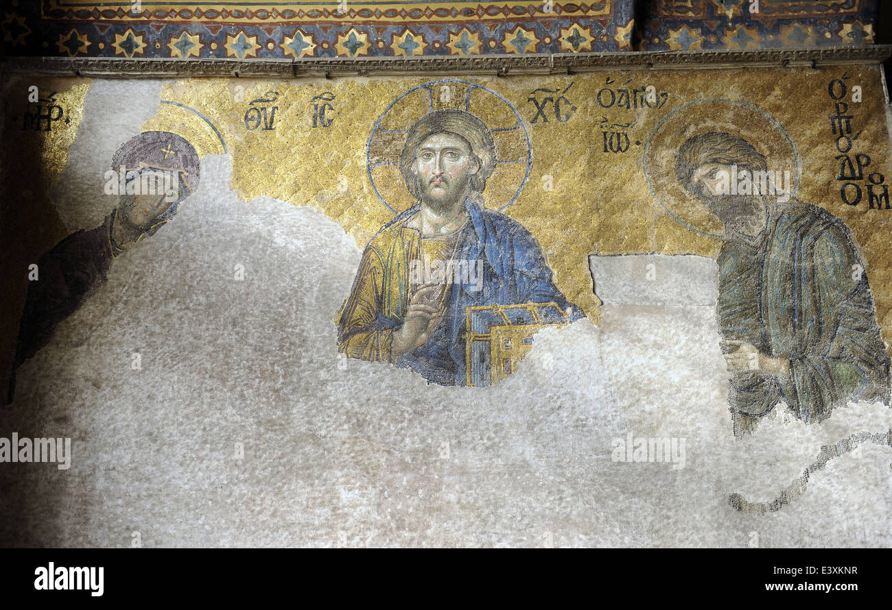 Hagia Sophia. Mosaic of the Deesis. Detail of Christ in Majesty with ...