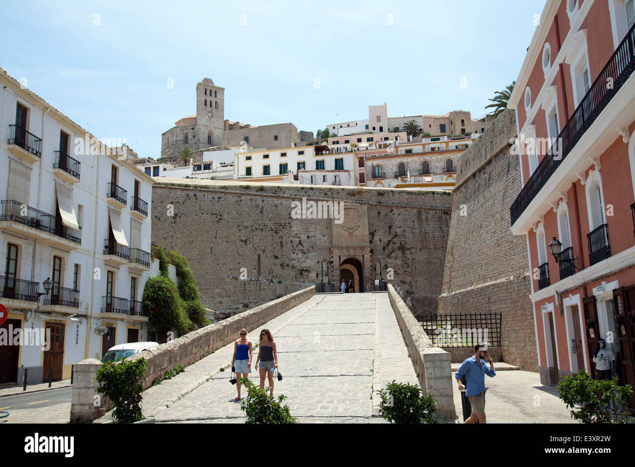 Dalt Vila Ramp Approach with Visitors in Ibiza Stock Photo - Alamy