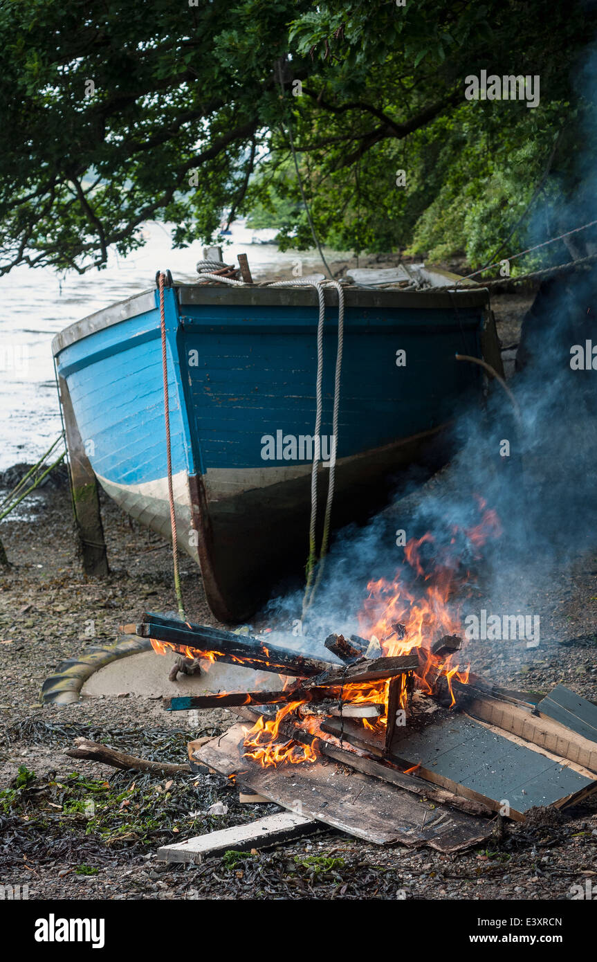 bonfire and boat, agatha christie,greenway,view from the south west ...