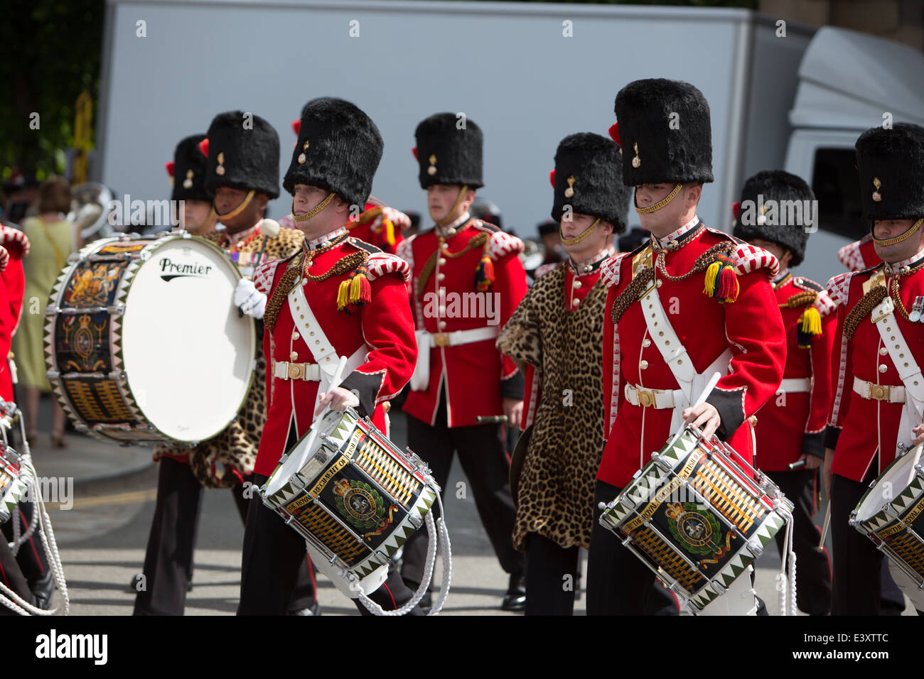 Band instruments guardsmen busby fusiliers celebration victory freedom ...