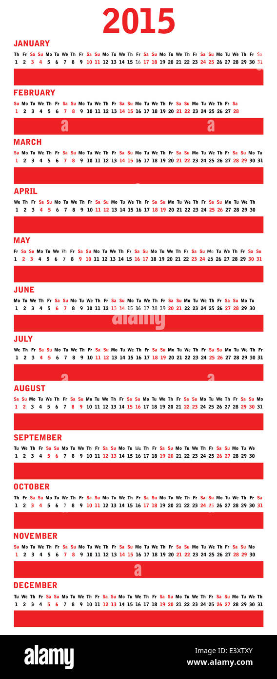 special red calendar for 2015 Stock Photo - Alamy