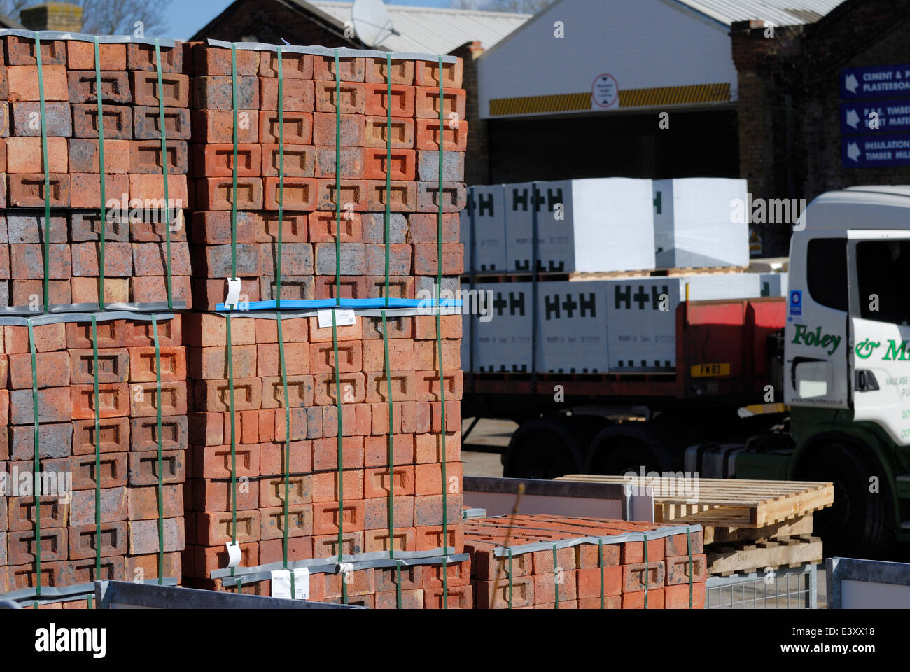 Maidstone, Kent, England, UK. Bricks stored in a yard, ready for ...
