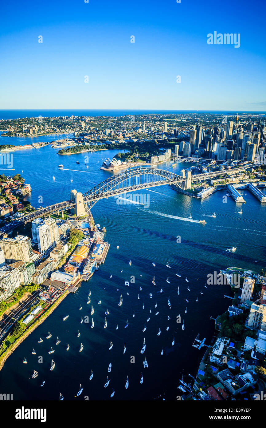 Aerial view of Sydney cityscape, Sydney, New South Wales, Australia ...