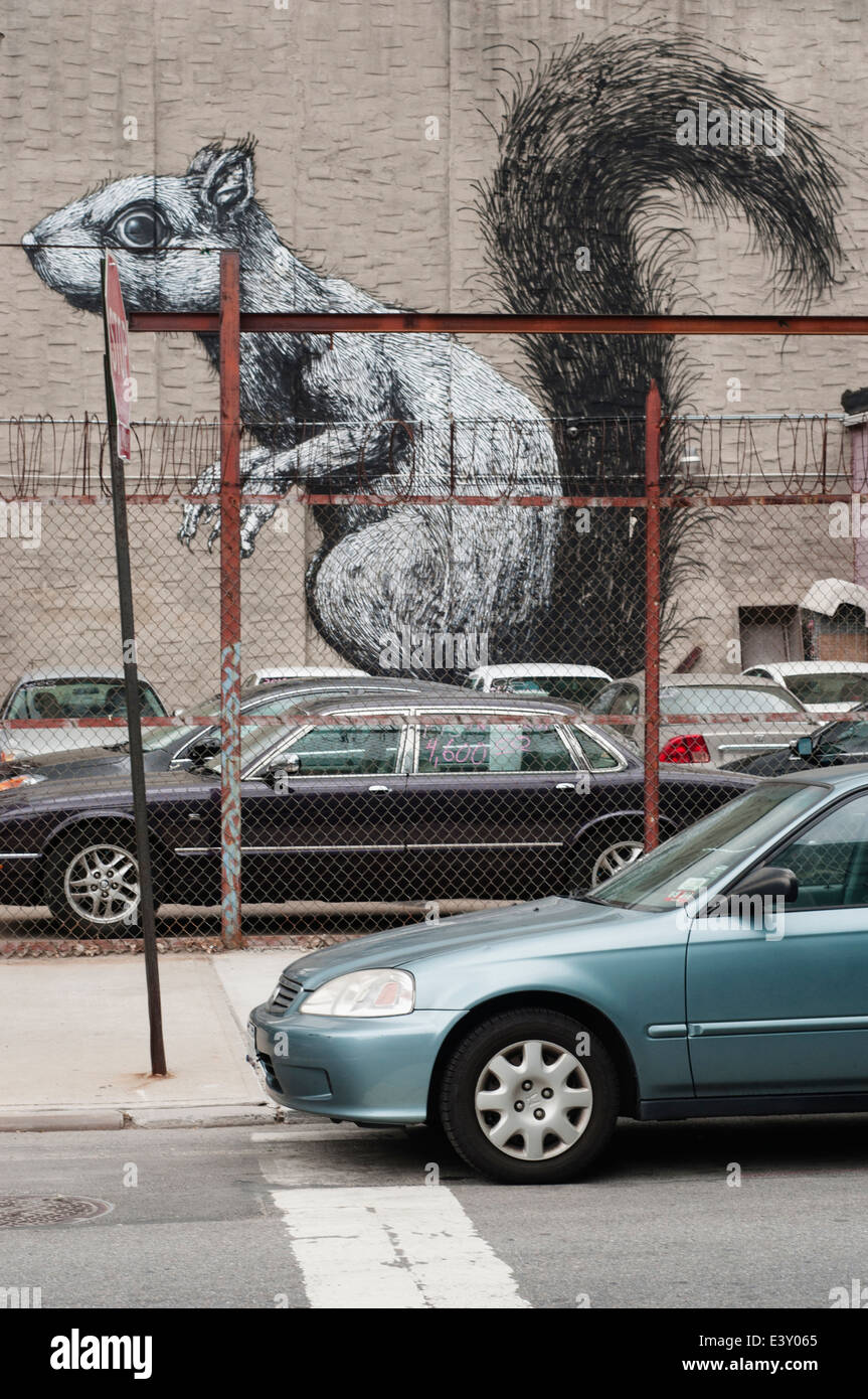 Street art by the Belgian artist ROA in Williamsburg, Brooklyn Stock ...