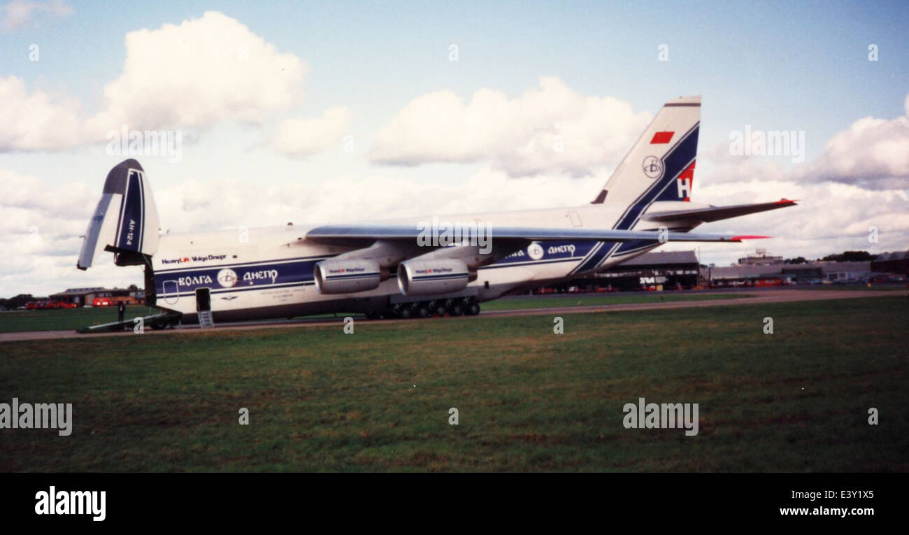A photograph of the Antonov An-124, one of the largest cargo aircraft ...