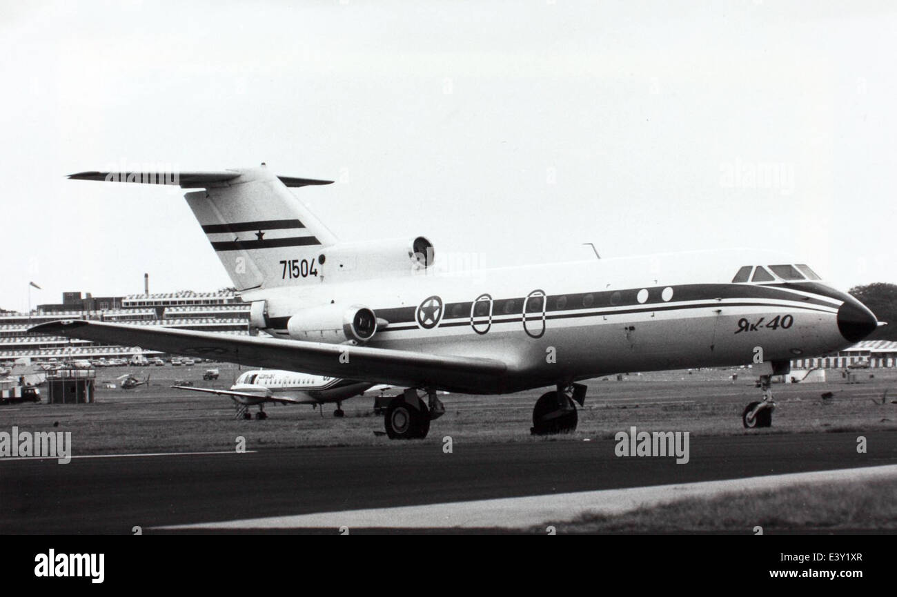 A photograph of the Yakovlev Yak-40, a Soviet-built regional jet ...