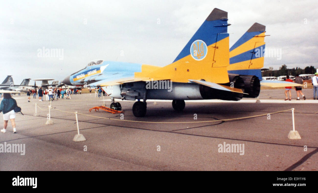 The Mikoyan-Gurevich MiG-29, a Soviet fighter aircraft, captured in ...