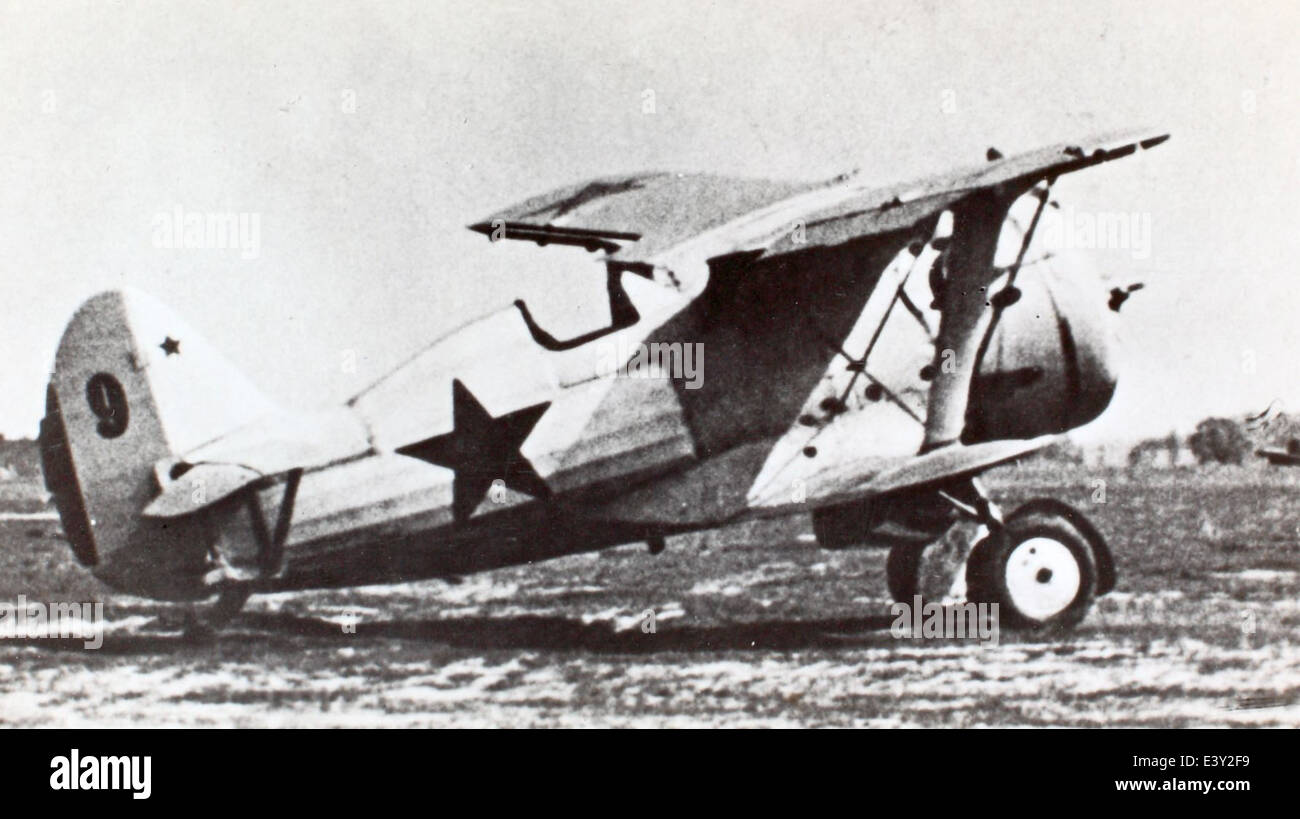A photograph of a Polikarpov I-15B aircraft, a Soviet biplane used ...