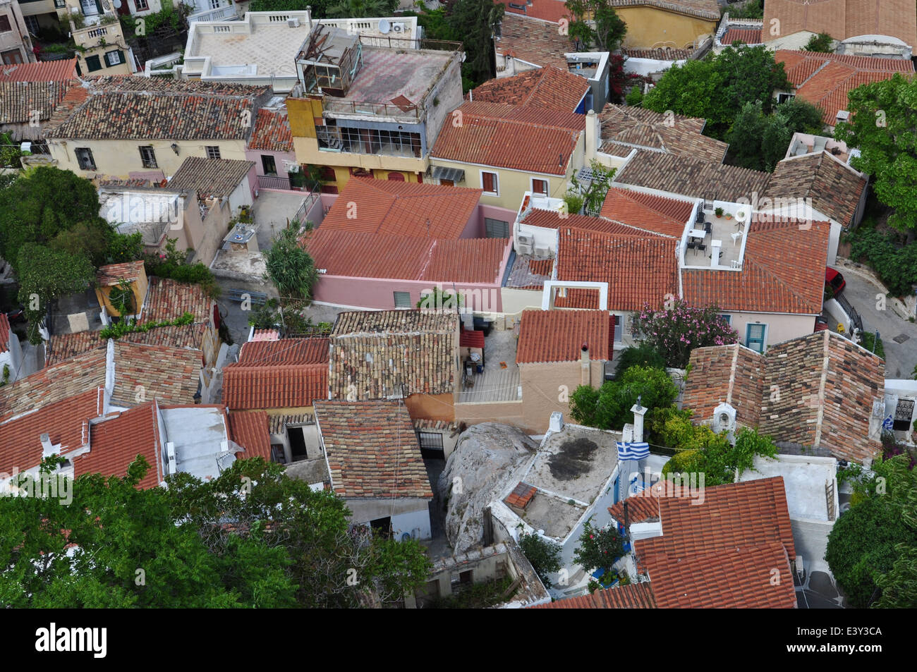 Panoramic view of the traditional Anafiotika neighborhood. Athens ...