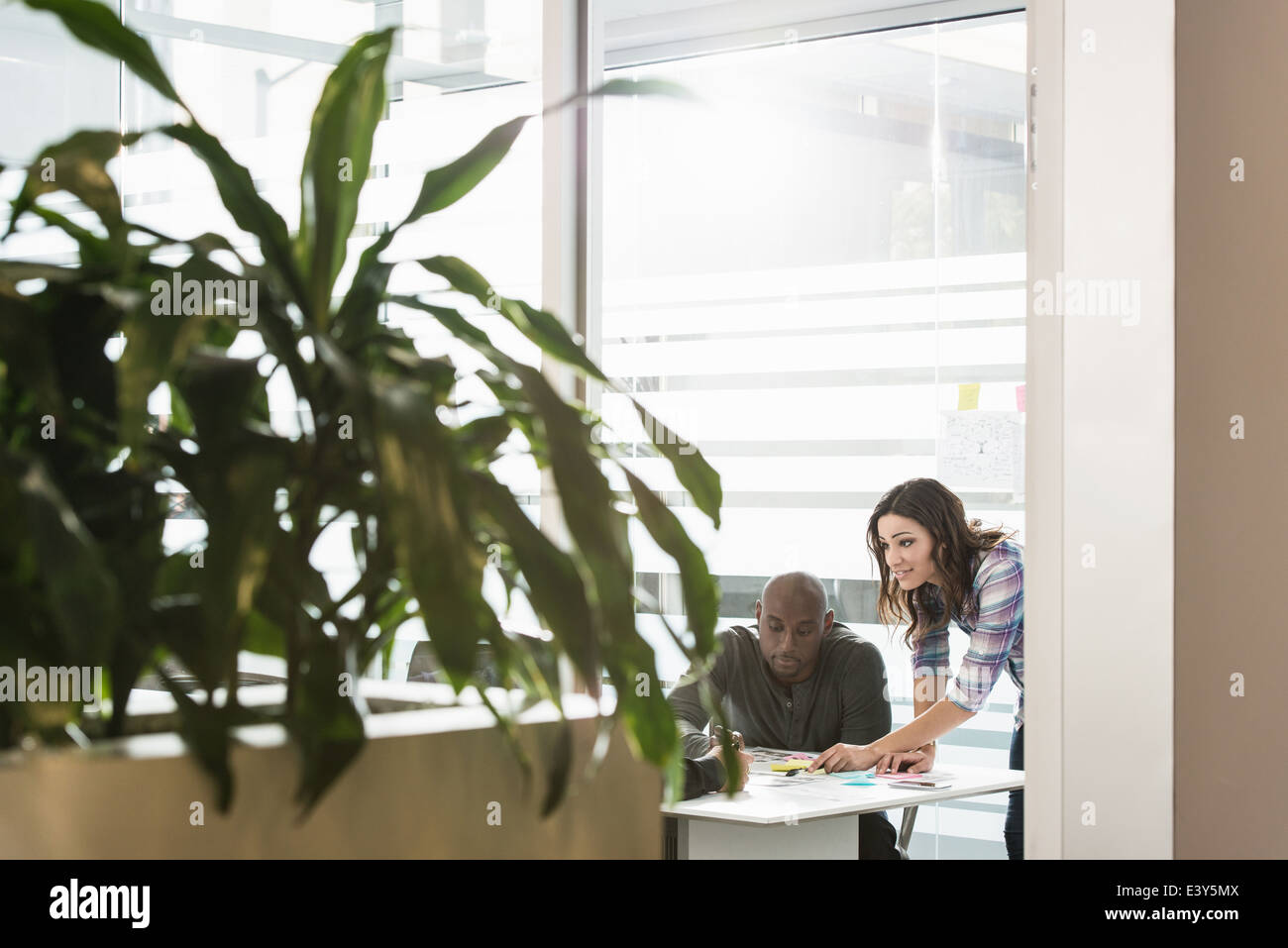 Business colleagues preparing work in office Stock Photo - Alamy