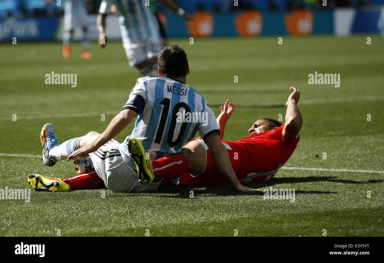 Sao Paulo, Brazil. 1st July, 2014. Argentina's Lionel Messi (L) and ...