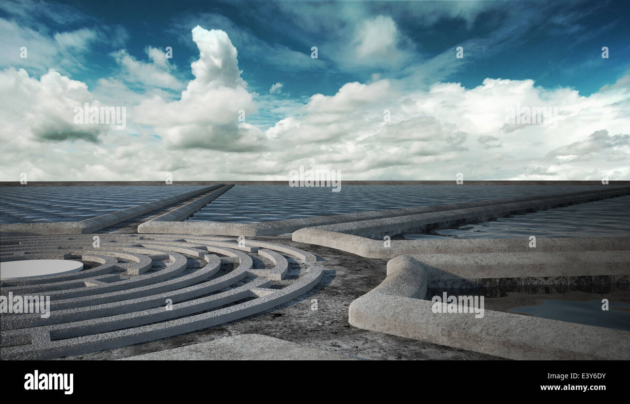 pathway with labyrinth and blue sky Stock Photo - Alamy